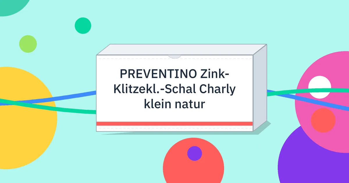 Symbolbild: Packung mit der Aufschrift PREVENTINO Zink-Klitzekl.-Schal Charly klein natur (PZN 12447344) – Verfügbarkeit und Bezug in Apotheken in Frankfurt am Main