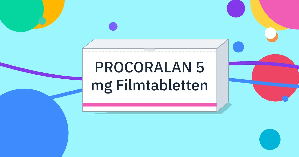 Symbolbild: Packung mit der Aufschrift PROCORALAN 5 mg Filmtabletten (PZN 10321053) – Verfügbarkeit und Bezug in Apotheken in Frankfurt am Main