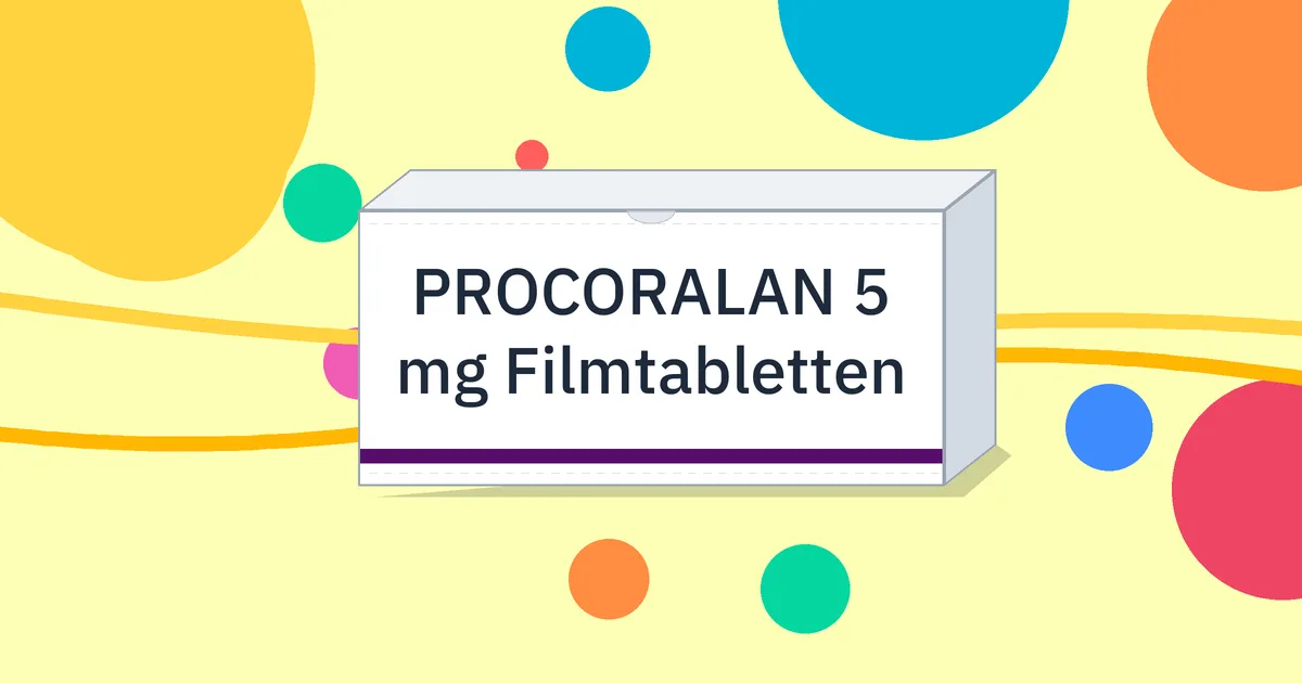Symbolbild: Packung mit der Aufschrift PROCORALAN 5 mg Filmtabletten (PZN 16031681) – Verfügbarkeit und Bezug in Apotheken in Frankfurt am Main