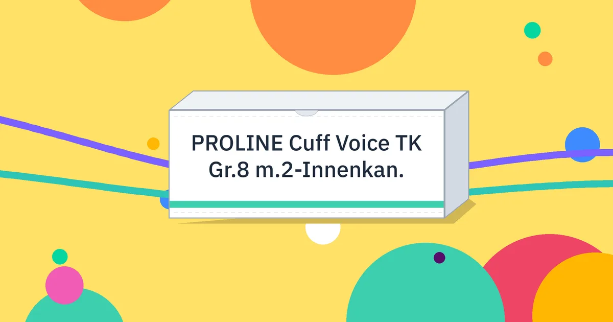 Symbolbild: Packung mit der Aufschrift PROLINE Cuff Voice TK Gr.8 m.2-Innenkan. (PZN 16148271) – Verfügbarkeit und Bezug in Apotheken in Frankfurt am Main