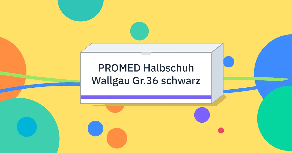 Symbolbild: Packung mit der Aufschrift PROMED Halbschuh Wallgau Gr.36 schwarz (PZN 14349083) – Verfügbarkeit und Bezug in Apotheken in Frankfurt am Main