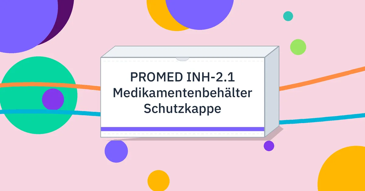 Symbolbild: Packung mit der Aufschrift PROMED INH-2.1 Medikamentenbehälter Schutzkappe (PZN 13598140) – Verfügbarkeit und Bezug in Apotheken in Frankfurt am Main