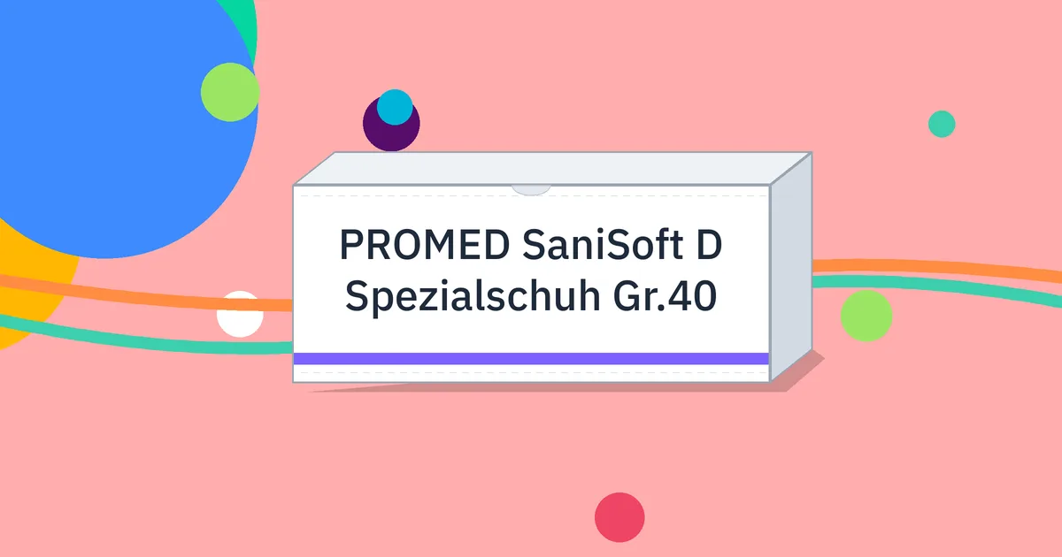 Symbolbild: Packung mit der Aufschrift PROMED SaniSoft D Spezialschuh Gr.40 (PZN 05482185) – Verfügbarkeit und Bezug in Apotheken in Frankfurt am Main