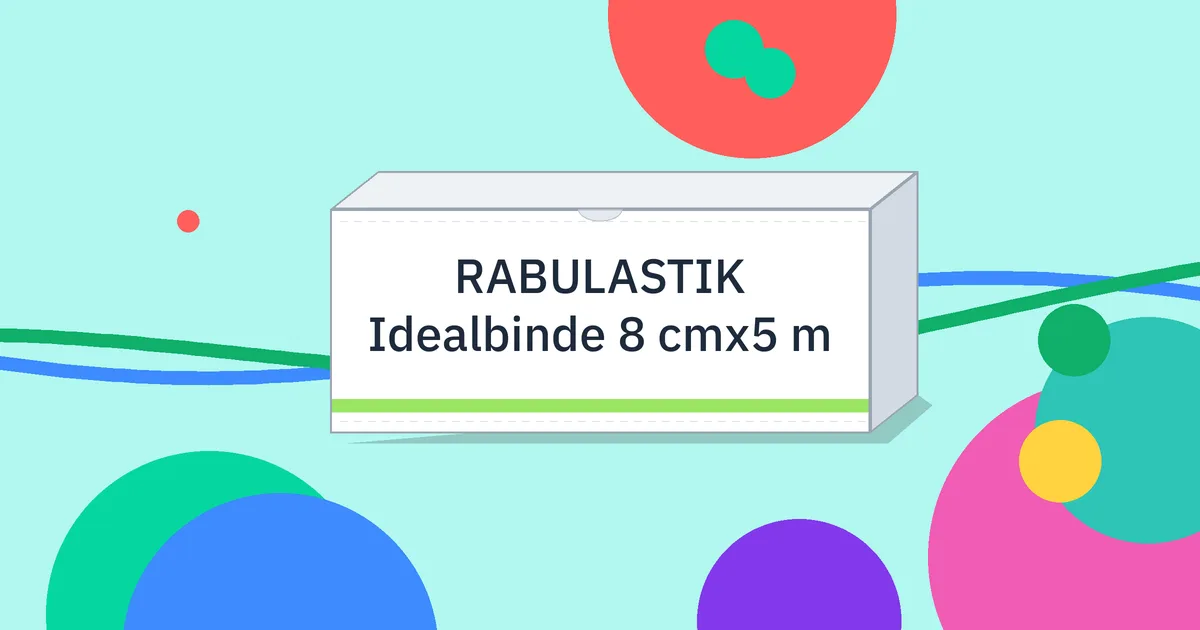 Symbolbild: Packung mit der Aufschrift RABULASTIK Idealbinde 8 cmx5 m (PZN 14382844) – Verfügbarkeit und Bezug in Apotheken in Frankfurt am Main