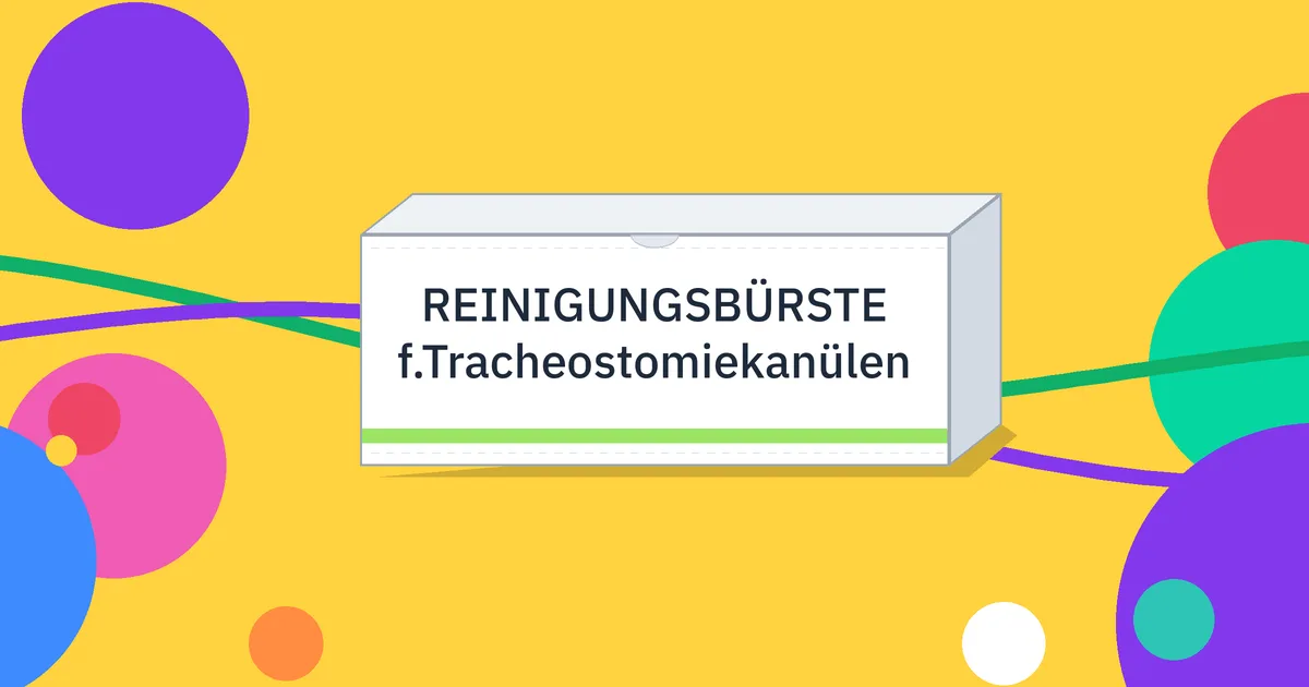 Symbolbild: Packung mit der Aufschrift REINIGUNGSBÜRSTE f.Tracheostomiekanülen (PZN 09105700) – Verfügbarkeit und Bezug in Apotheken in Frankfurt am Main