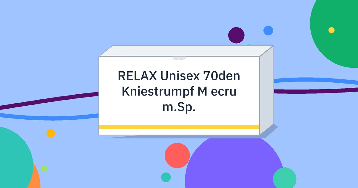 Symbolbild: Packung mit der Aufschrift RELAX Unisex 70den Kniestrumpf M ecru m.Sp. (PZN 01379869) – Verfügbarkeit und Bezug in Apotheken in Frankfurt am Main