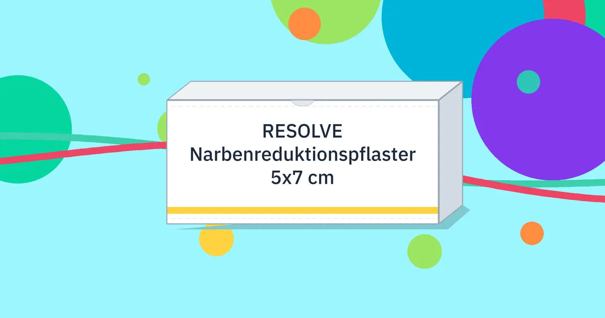 Symbolbild: Packung mit der Aufschrift RESOLVE Narbenreduktionspflaster 5x7 cm (PZN 19207264) – Verfügbarkeit und Bezug in Apotheken in Frankfurt am Main
