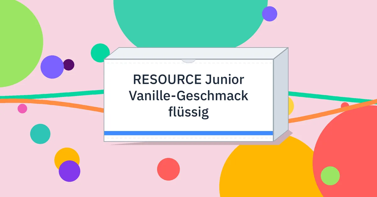 Symbolbild: Packung mit der Aufschrift RESOURCE Junior Vanille-Geschmack flüssig (PZN 13912429) – Verfügbarkeit und Bezug in Apotheken in Frankfurt am Main