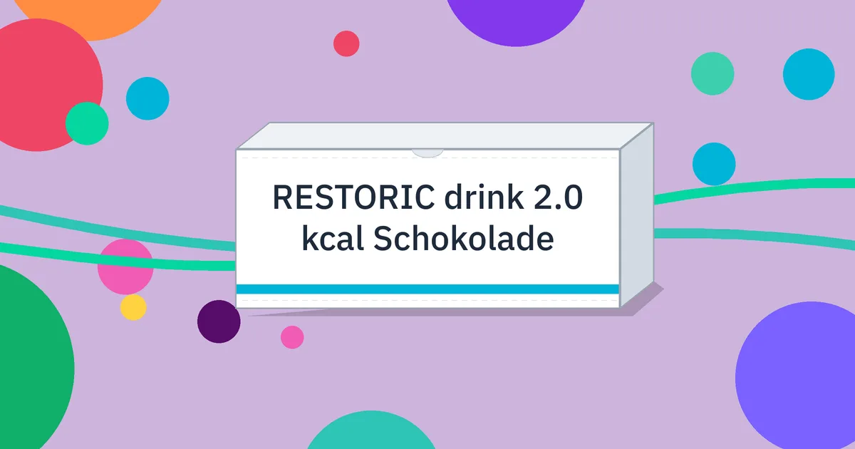 Symbolbild: Packung mit der Aufschrift RESTORIC drink 2.0 kcal Schokolade (PZN 16821259) – Verfügbarkeit und Bezug in Apotheken in Frankfurt am Main