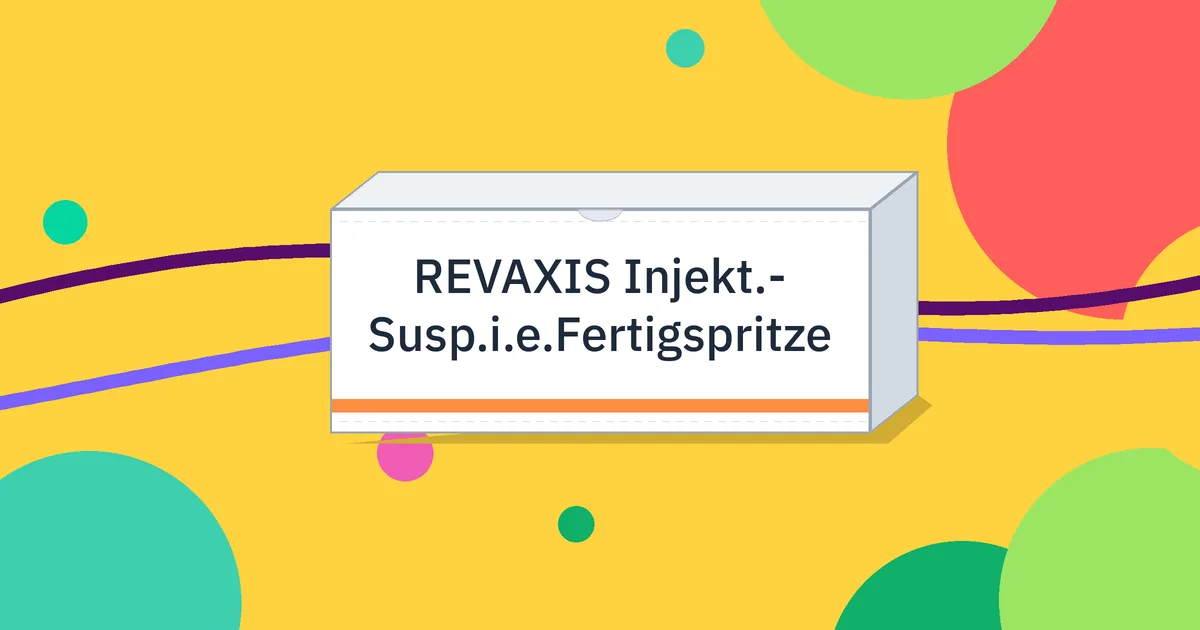 Symbolbild: Packung mit der Aufschrift REVAXIS Injekt.-Susp.i.e.Fertigspritze (PZN 18137797) – Verfügbarkeit und Bezug in Apotheken in Frankfurt am Main