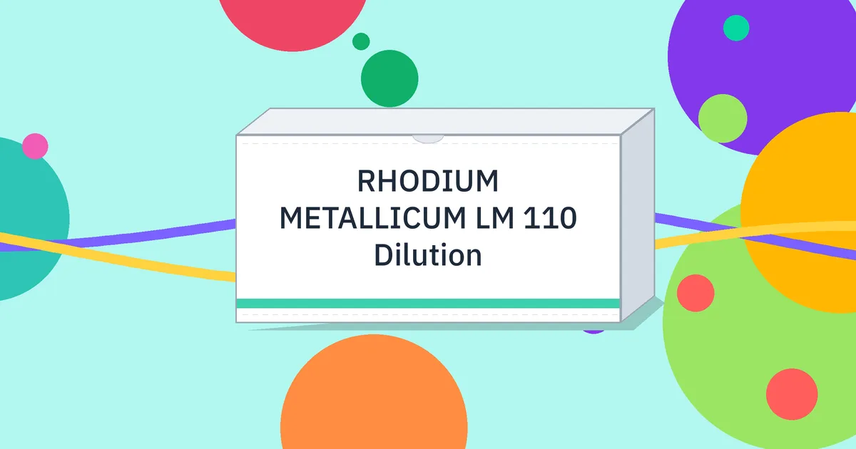 Symbolbild: Packung mit der Aufschrift RHODIUM METALLICUM LM 110 Dilution (PZN 13050703) – Verfügbarkeit und Bezug in Apotheken in Frankfurt am Main