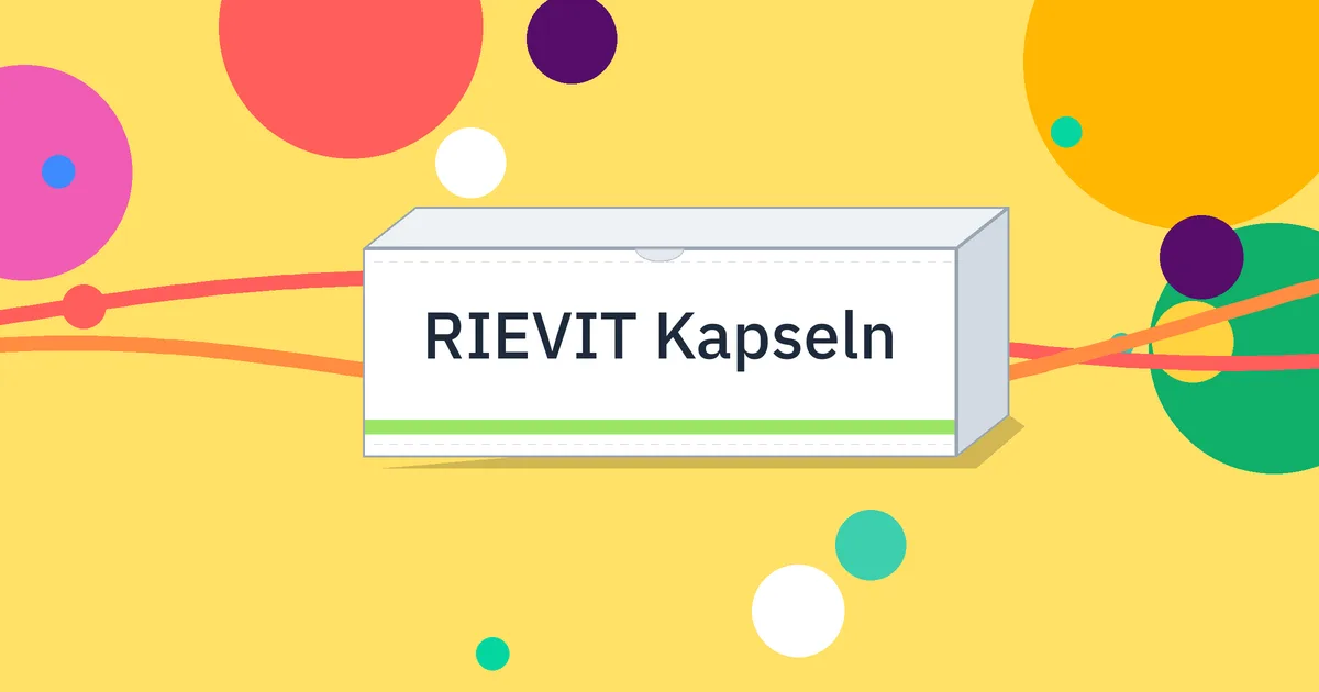 Symbolbild: Packung mit der Aufschrift RIEVIT Kapseln (PZN 16697575) – Verfügbarkeit und Bezug in Apotheken in Frankfurt am Main