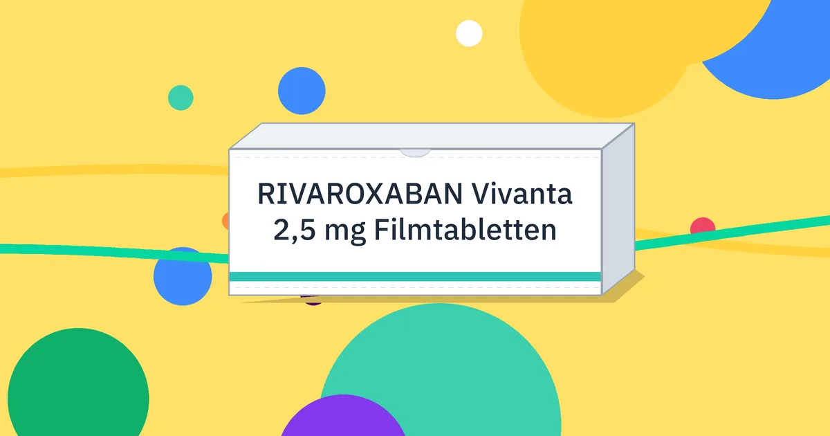 Symbolbild: Packung mit der Aufschrift RIVAROXABAN Vivanta 2,5 mg Filmtabletten (PZN 19829480) – Verfügbarkeit und Bezug in Apotheken in Frankfurt am Main