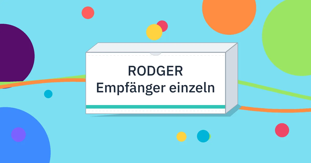 Symbolbild: Packung mit der Aufschrift RODGER Empfänger einzeln (PZN 20922859) – Verfügbarkeit und Bezug in Apotheken in Frankfurt am Main