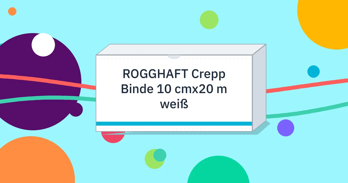 Symbolbild: Packung mit der Aufschrift ROGGHAFT Crepp Binde 10 cmx20 m weiß (PZN 04492483) – Verfügbarkeit und Bezug in Apotheken in Frankfurt am Main