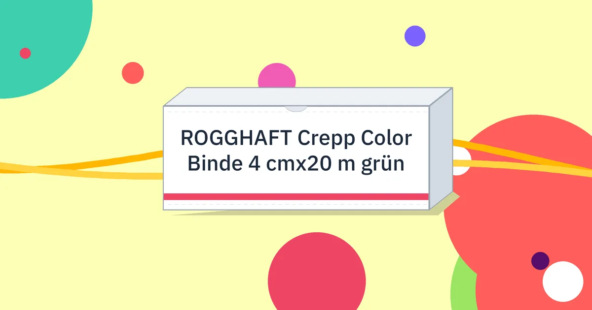 Symbolbild: Packung mit der Aufschrift ROGGHAFT Crepp Color Binde 4 cmx20 m grün (PZN 08419402) – Verfügbarkeit und Bezug in Apotheken in Frankfurt am Main