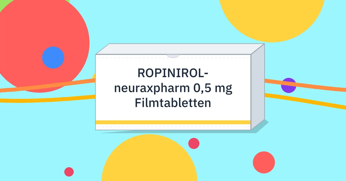 Symbolbild: Packung mit der Aufschrift ROPINIROL-neuraxpharm 0,5 mg Filmtabletten (PZN 00431556) – Verfügbarkeit und Bezug in Apotheken in Frankfurt am Main