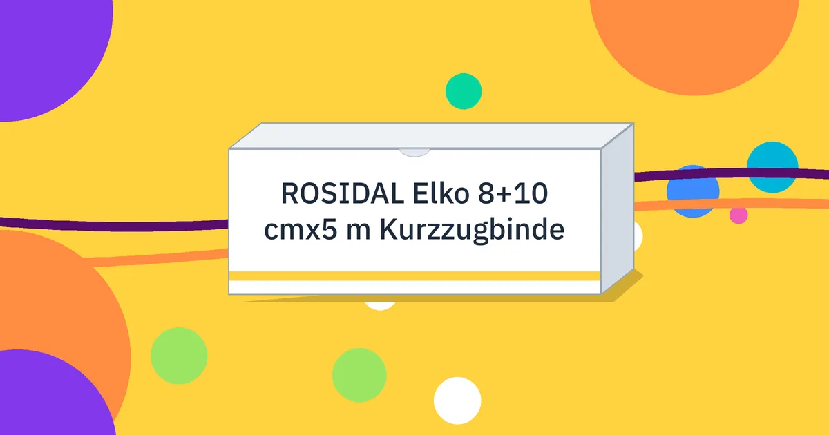 Symbolbild: Packung mit der Aufschrift ROSIDAL Elko 8+10 cmx5 m Kurzzugbinde (PZN 18913600) – Verfügbarkeit und Bezug in Apotheken in Frankfurt am Main