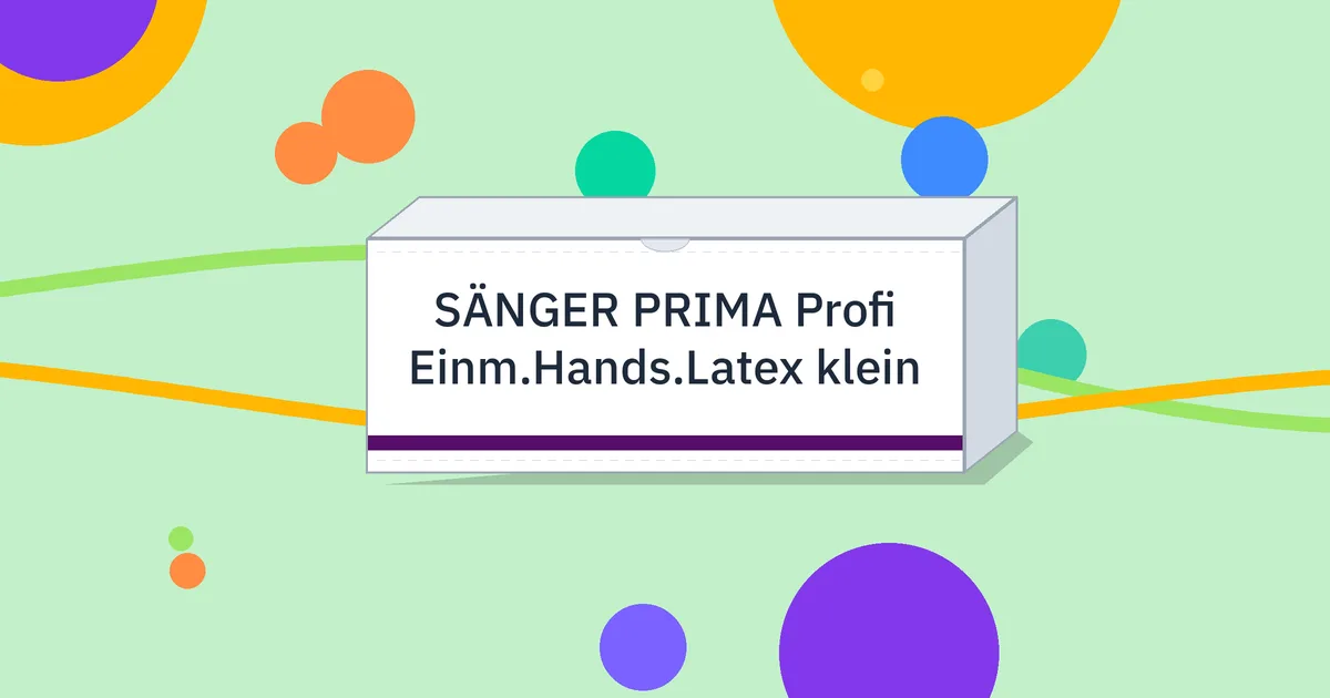 Symbolbild: Packung mit der Aufschrift SÄNGER PRIMA Profi Einm.Hands.Latex klein (PZN 00289443) – Verfügbarkeit und Bezug in Apotheken in Frankfurt am Main