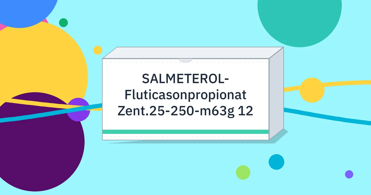 Symbolbild: Packung mit der Aufschrift SALMETEROL-Fluticasonpropionat Zent.25-250-m63g 12 (PZN 16957177) – Verfügbarkeit und Bezug in Apotheken in Frankfurt am Main