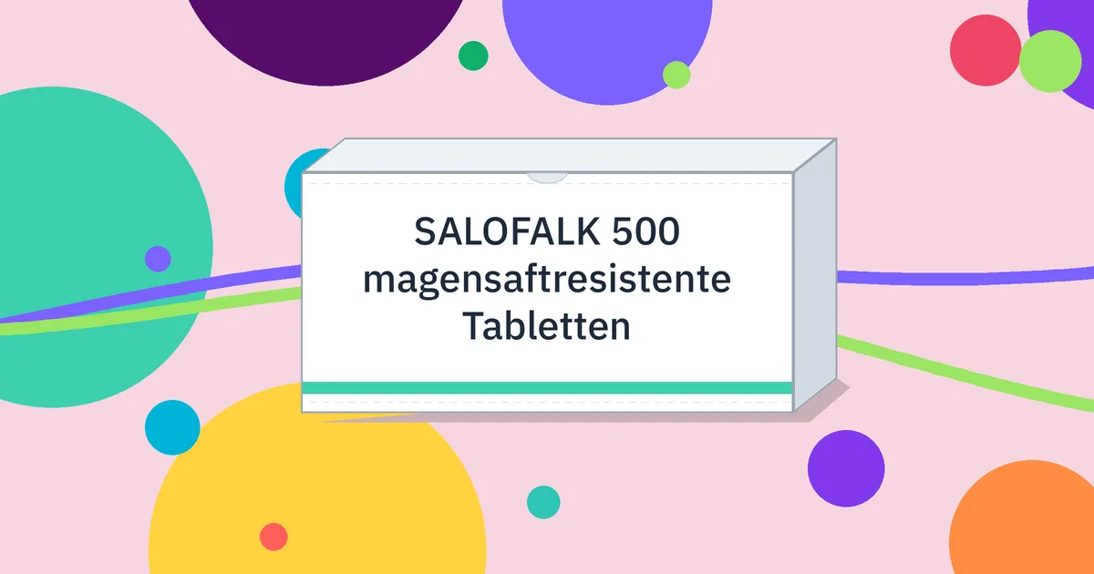 Symbolbild: Packung mit der Aufschrift SALOFALK 500 magensaftresistente Tabletten (PZN 02396350) – Verfügbarkeit und Bezug in Apotheken in Frankfurt am Main