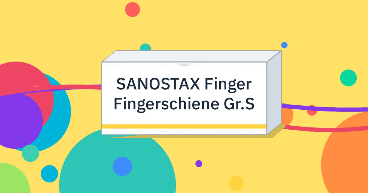Symbolbild: Packung mit der Aufschrift SANOSTAX Finger Fingerschiene Gr.S (PZN 07144400) – Verfügbarkeit und Bezug in Apotheken in Frankfurt am Main