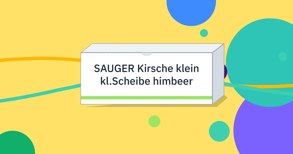 Symbolbild: Packung mit der Aufschrift SAUGER Kirsche klein kl.Scheibe himbeer (PZN 08542663) – Verfügbarkeit und Bezug in Apotheken in Frankfurt am Main