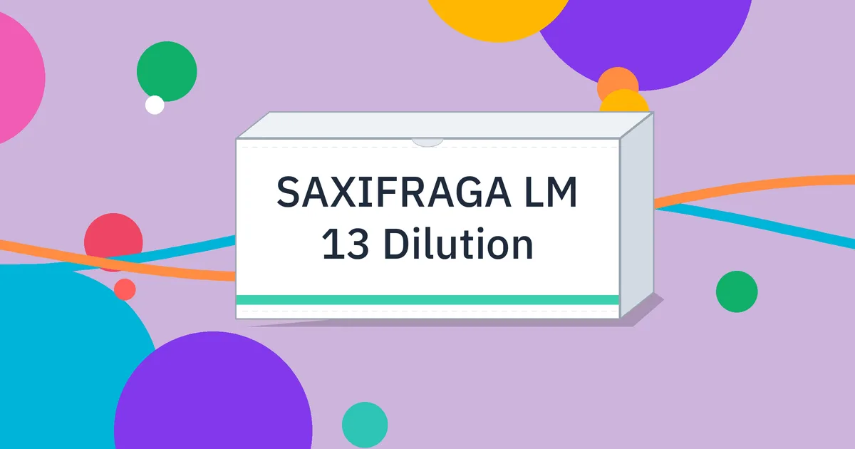 Symbolbild: Packung mit der Aufschrift SAXIFRAGA LM 13 Dilution (PZN 13688297) – Verfügbarkeit und Bezug in Apotheken in Frankfurt am Main