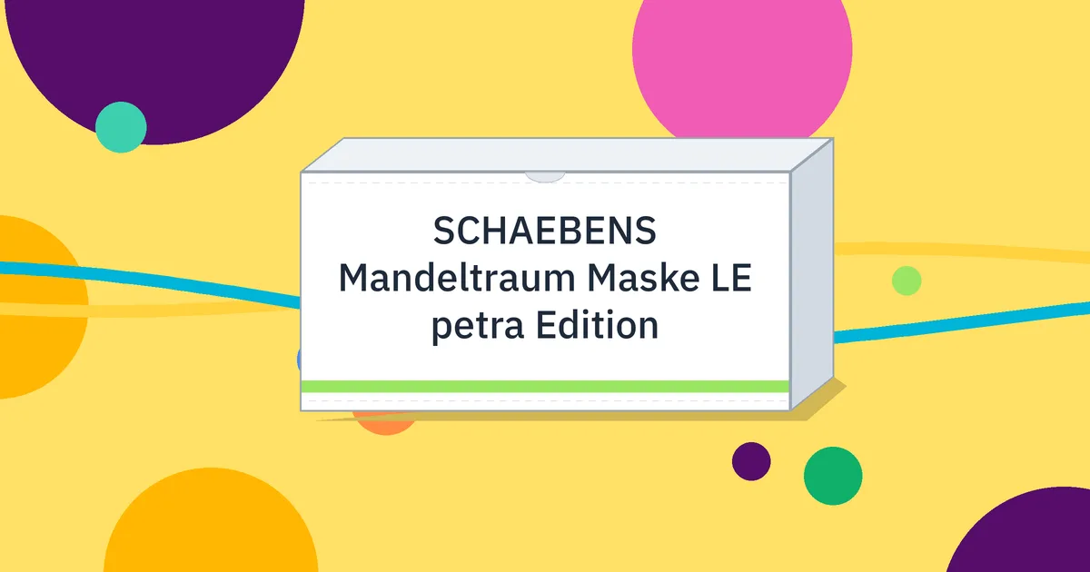 Symbolbild: Packung mit der Aufschrift SCHAEBENS Mandeltraum Maske LE petra Edition (PZN 14385653) – Verfügbarkeit und Bezug in Apotheken in Frankfurt am Main