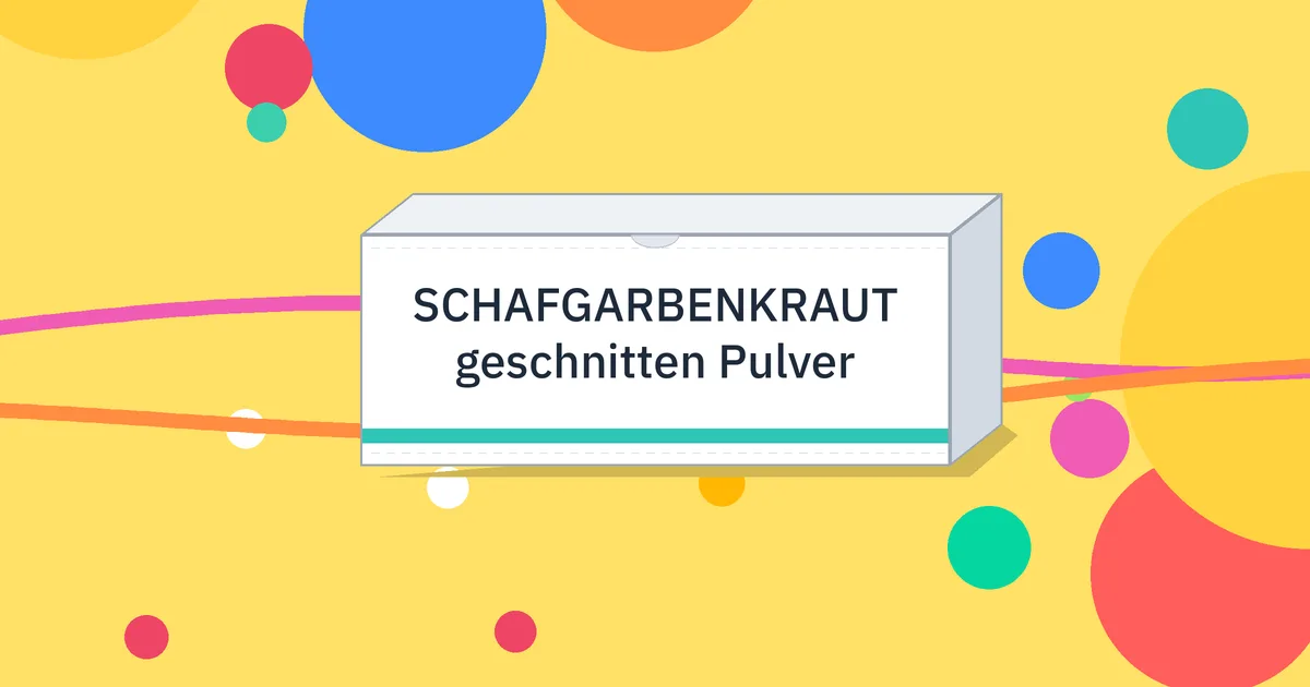 Symbolbild: Packung mit der Aufschrift SCHAFGARBENKRAUT geschnitten Pulver (PZN 19301282) – Verfügbarkeit und Bezug in Apotheken in Frankfurt am Main