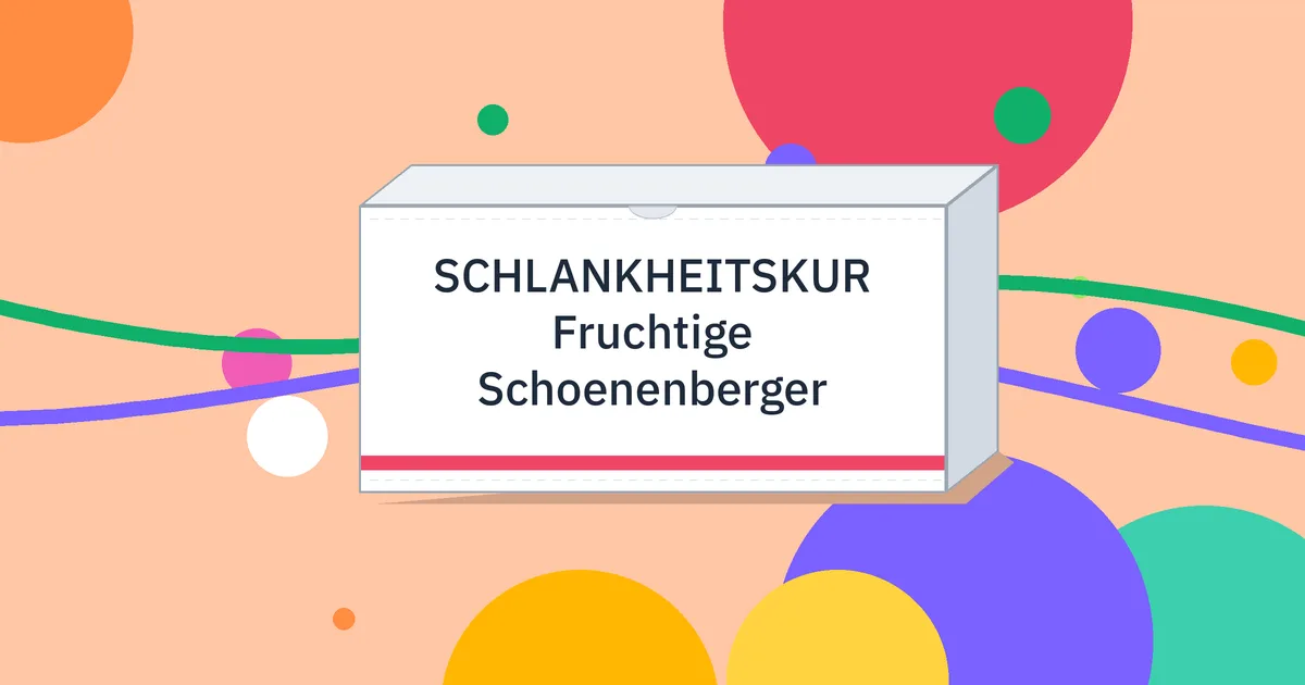 Symbolbild: Packung mit der Aufschrift SCHLANKHEITSKUR Fruchtige Schoenenberger (PZN 00692417) – Verfügbarkeit und Bezug in Apotheken in Frankfurt am Main