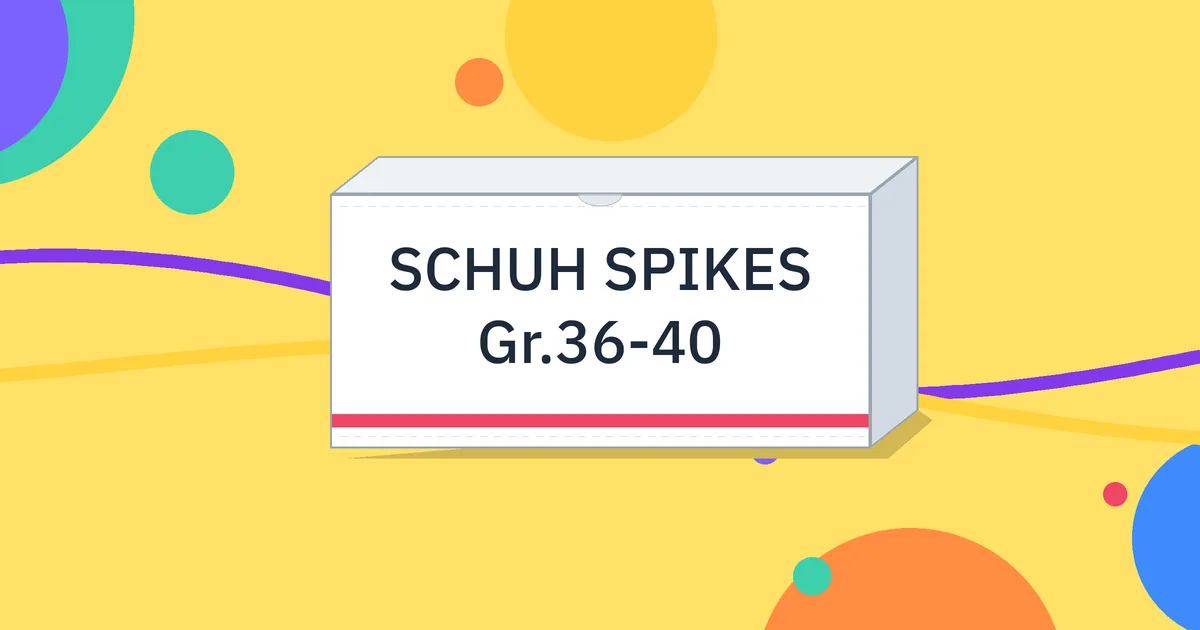 Symbolbild: Packung mit der Aufschrift SCHUH SPIKES Gr.36-40 (PZN 09441935) – Verfügbarkeit und Bezug in Apotheken in Frankfurt am Main