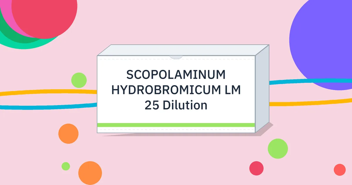 Symbolbild: Packung mit der Aufschrift SCOPOLAMINUM HYDROBROMICUM LM 25 Dilution (PZN 13691402) – Verfügbarkeit und Bezug in Apotheken in Frankfurt am Main