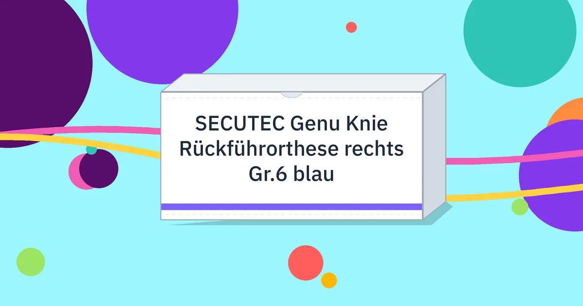 Symbolbild: Packung mit der Aufschrift SECUTEC Genu Knie Rückführorthese rechts Gr.6 blau (PZN 12510829) – Verfügbarkeit und Bezug in Apotheken in Frankfurt am Main