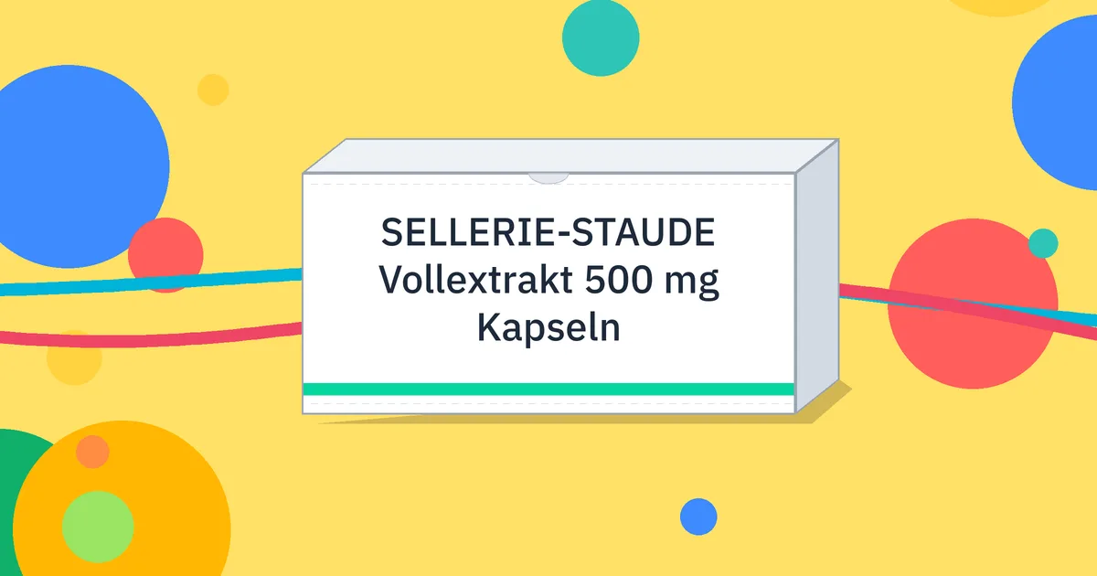 Symbolbild: Packung mit der Aufschrift SELLERIE-STAUDE Vollextrakt 500 mg Kapseln (PZN 16313008) – Verfügbarkeit und Bezug in Apotheken in Frankfurt am Main