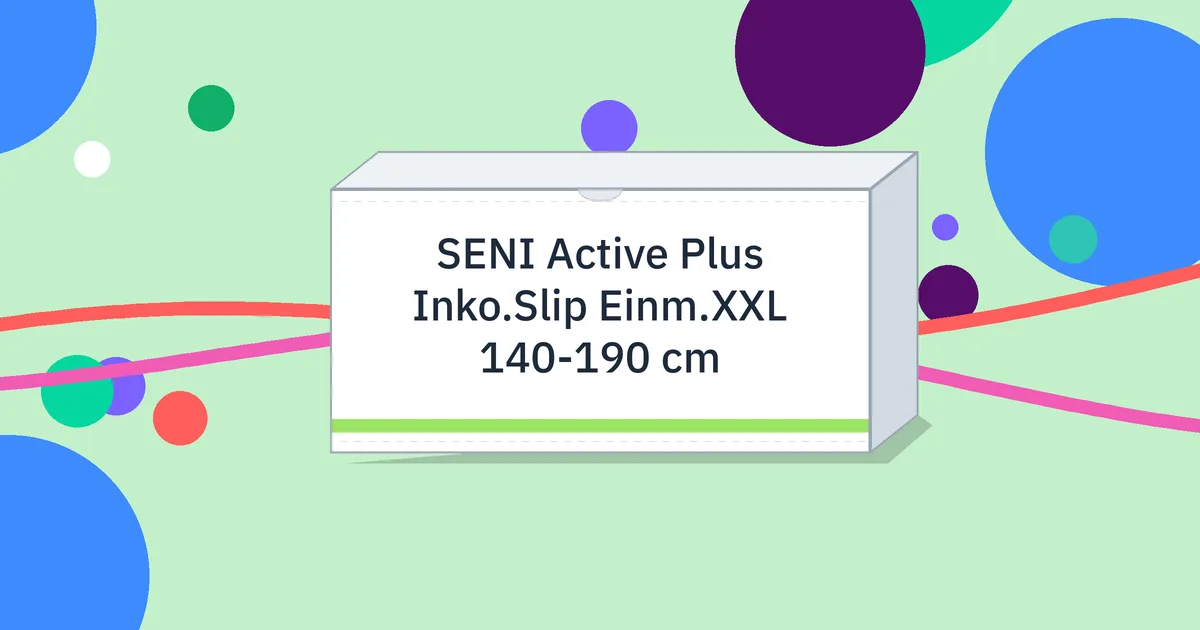 Symbolbild: Packung mit der Aufschrift SENI Active Plus Inko.Slip Einm.XXL 140-190 cm (PZN 18322566) – Verfügbarkeit und Bezug in Apotheken in Frankfurt am Main