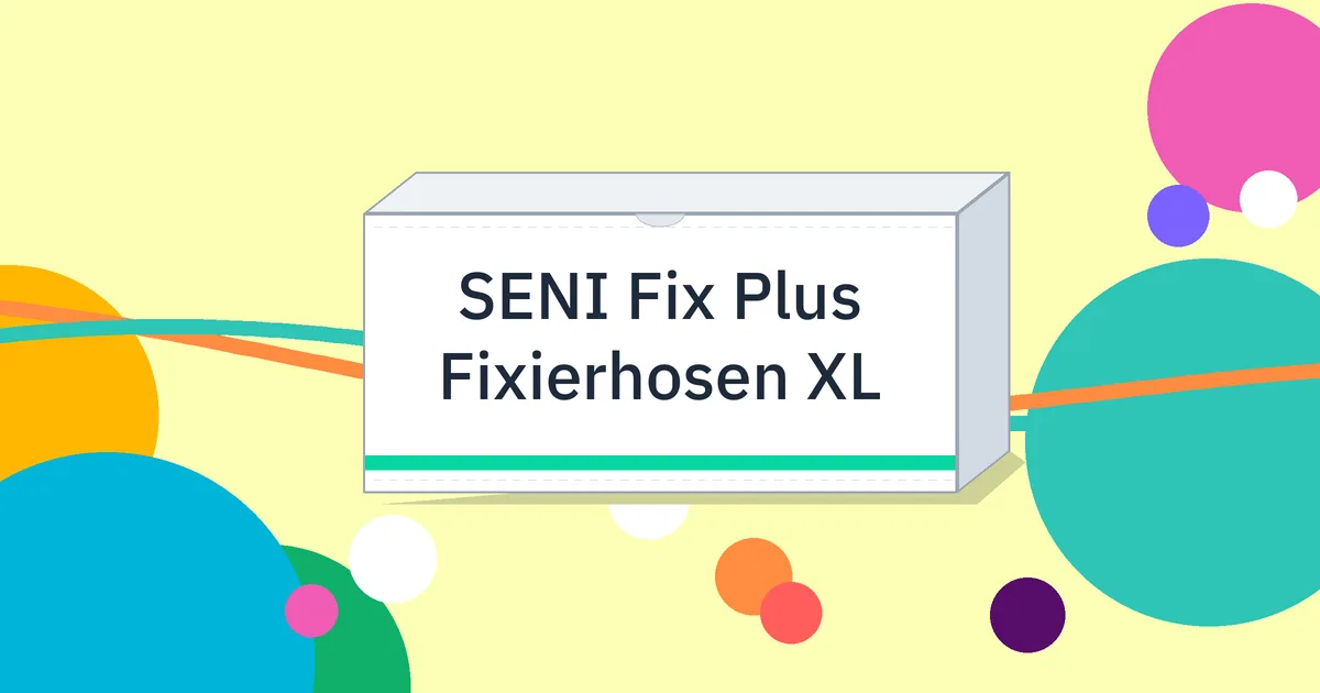 Symbolbild: Packung mit der Aufschrift SENI Fix Plus Fixierhosen XL (PZN 20346835) – Verfügbarkeit und Bezug in Apotheken in Frankfurt am Main