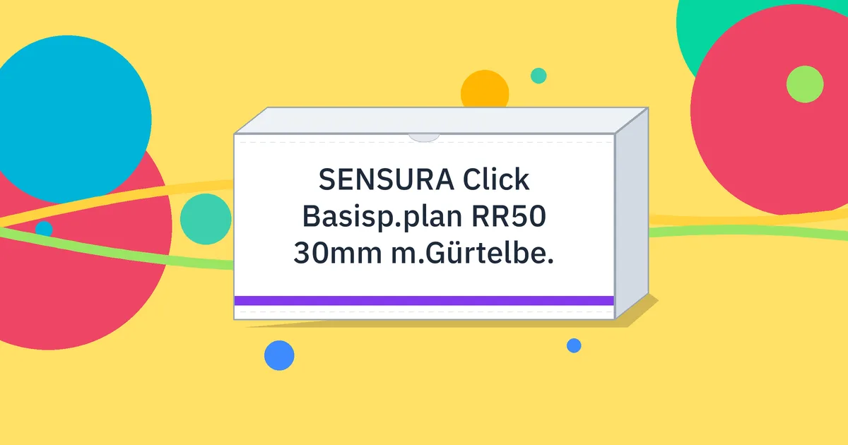 Symbolbild: Packung mit der Aufschrift SENSURA Click Basisp.plan RR50 30mm m.Gürtelbe. (PZN 12465388) – Verfügbarkeit und Bezug in Apotheken in Frankfurt am Main