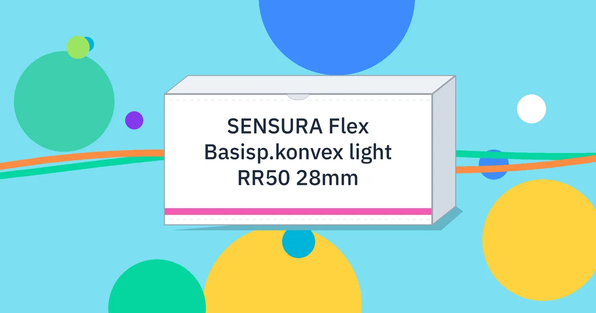 Symbolbild: Packung mit der Aufschrift SENSURA Flex Basisp.konvex light RR50 28mm (PZN 00844608) – Verfügbarkeit und Bezug in Apotheken in Frankfurt am Main