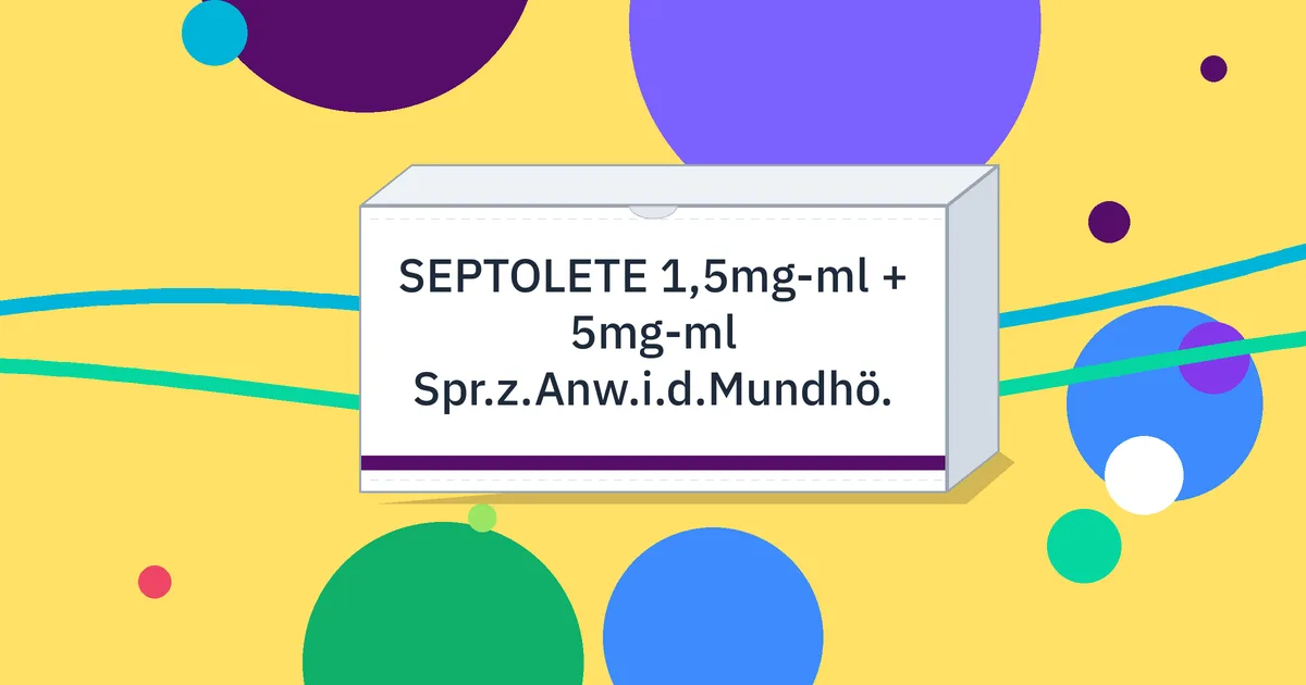 Symbolbild: Packung mit der Aufschrift SEPTOLETE 1,5mg-ml + 5mg-ml Spr.z.Anw.i.d.Mundhö. (PZN 17944679) – Verfügbarkeit und Bezug in Apotheken in Frankfurt am Main