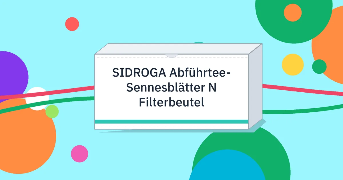 Symbolbild: Packung mit der Aufschrift SIDROGA Abführtee-Sennesblätter N Filterbeutel (PZN 14256246) – Verfügbarkeit und Bezug in Apotheken in Frankfurt am Main