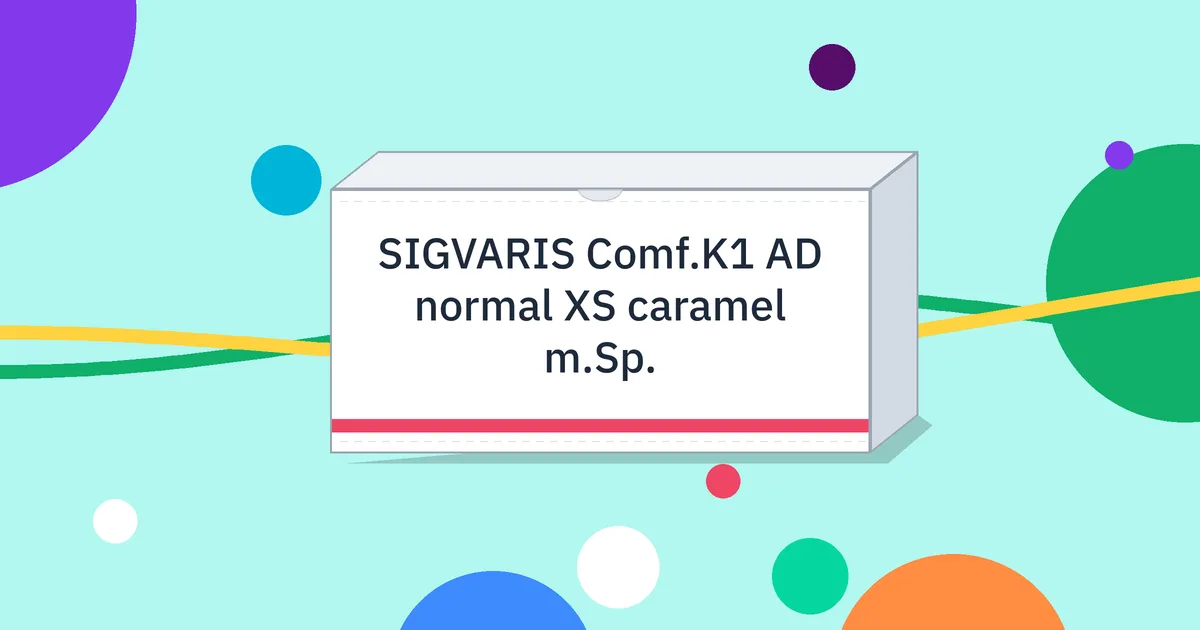 Symbolbild: Packung mit der Aufschrift SIGVARIS Comf.K1 AD normal XS caramel m.Sp. (PZN 17041693) – Verfügbarkeit und Bezug in Apotheken in Frankfurt am Main