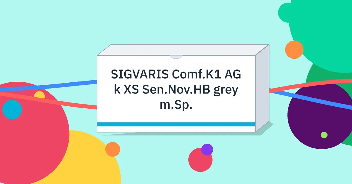 Symbolbild: Packung mit der Aufschrift SIGVARIS Comf.K1 AG k XS Sen.Nov.HB grey m.Sp. (PZN 17100792) – Verfügbarkeit und Bezug in Apotheken in Frankfurt am Main