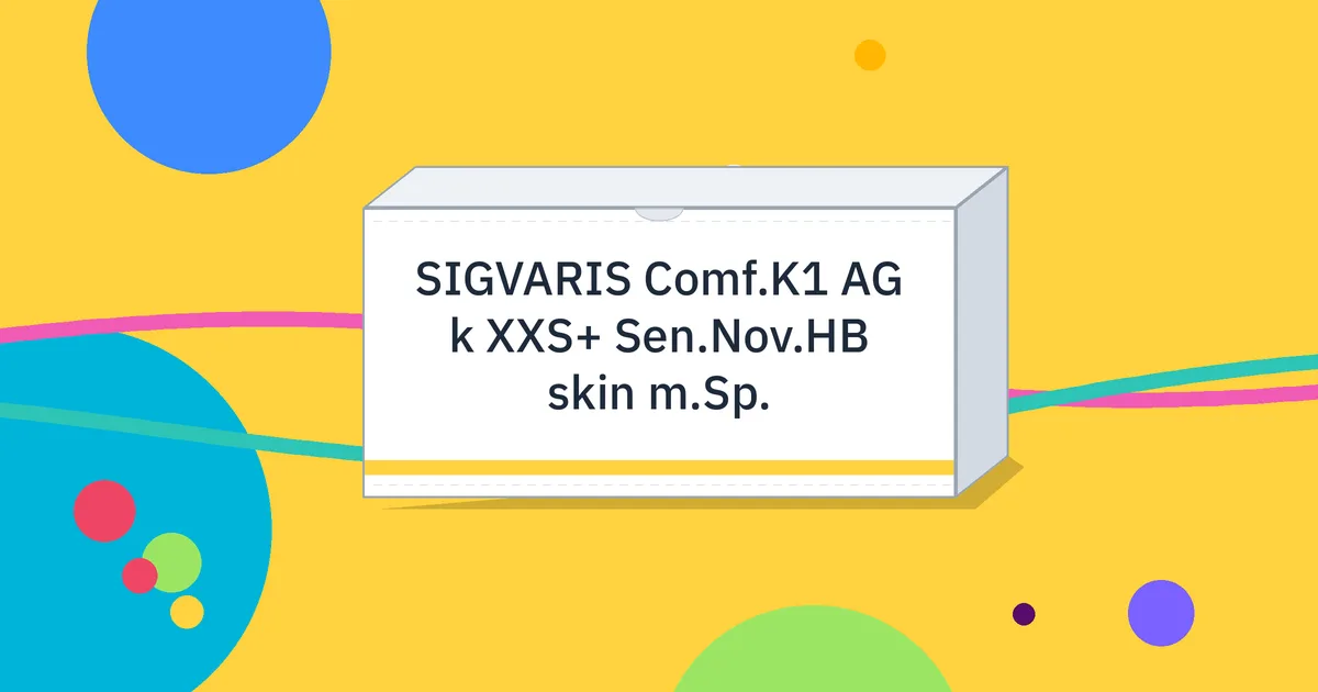 Symbolbild: Packung mit der Aufschrift SIGVARIS Comf.K1 AG k XXS+ Sen.Nov.HB skin m.Sp. (PZN 17102756) – Verfügbarkeit und Bezug in Apotheken in Frankfurt am Main