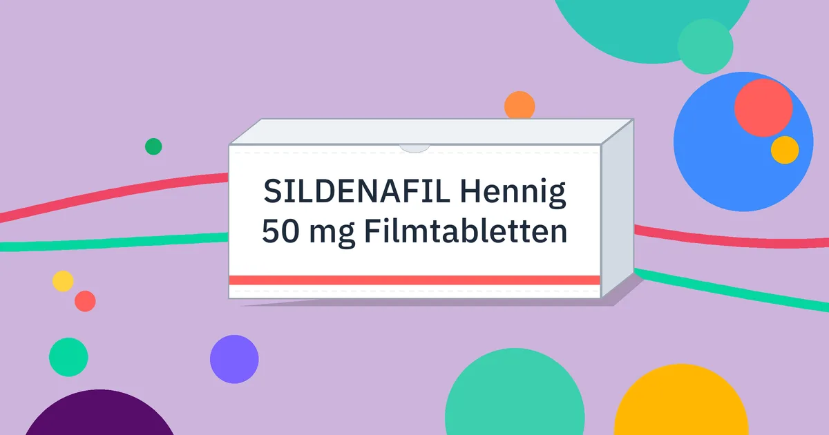 Symbolbild: Packung mit der Aufschrift SILDENAFIL Hennig 50 mg Filmtabletten (PZN 05024063) – Verfügbarkeit und Bezug in Apotheken in Frankfurt am Main