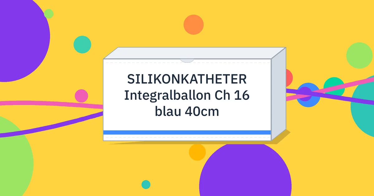 Symbolbild: Packung mit der Aufschrift SILIKONKATHETER Integralballon Ch 16 blau 40cm (PZN 09766554) – Verfügbarkeit und Bezug in Apotheken in Frankfurt am Main