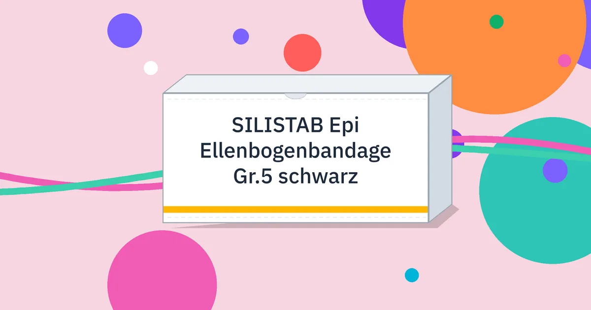 Symbolbild: Packung mit der Aufschrift SILISTAB Epi Ellenbogenbandage Gr.5 schwarz (PZN 00954231) – Verfügbarkeit und Bezug in Apotheken in Frankfurt am Main