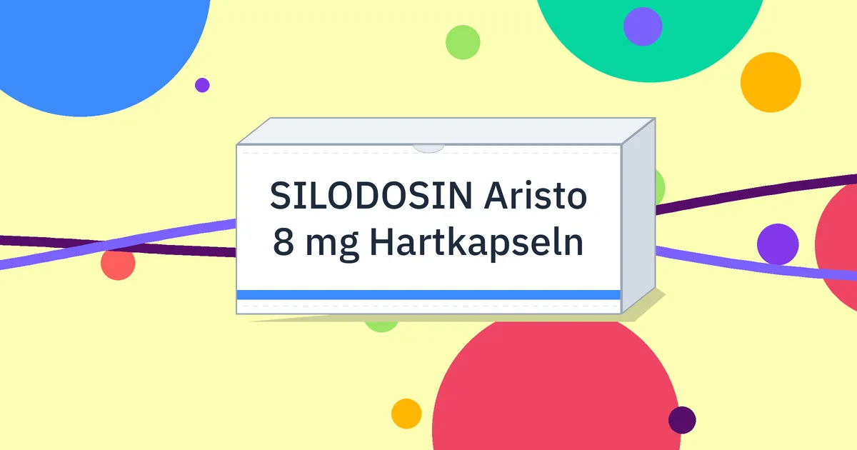 Symbolbild: Packung mit der Aufschrift SILODOSIN Aristo 8 mg Hartkapseln (PZN 15583295) – Verfügbarkeit und Bezug in Apotheken in Frankfurt am Main