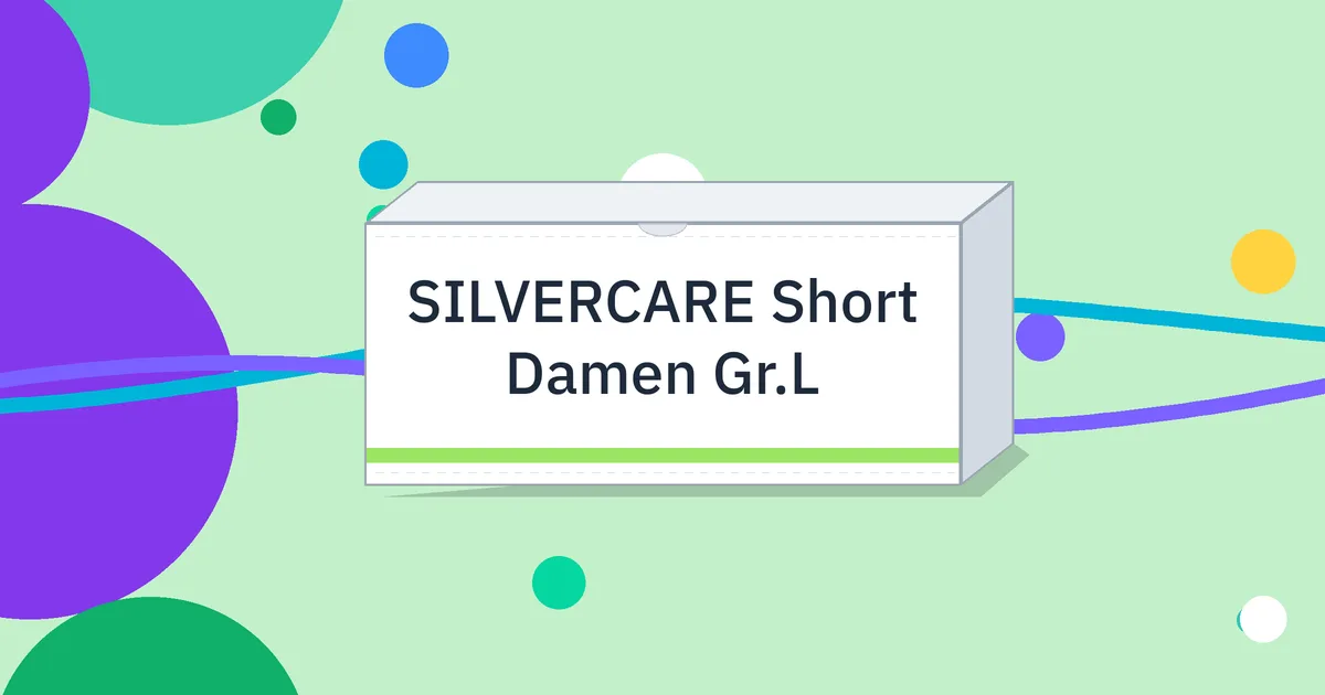 Symbolbild: Packung mit der Aufschrift SILVERCARE Short Damen Gr.L (PZN 09270876) – Verfügbarkeit und Bezug in Apotheken in Frankfurt am Main
