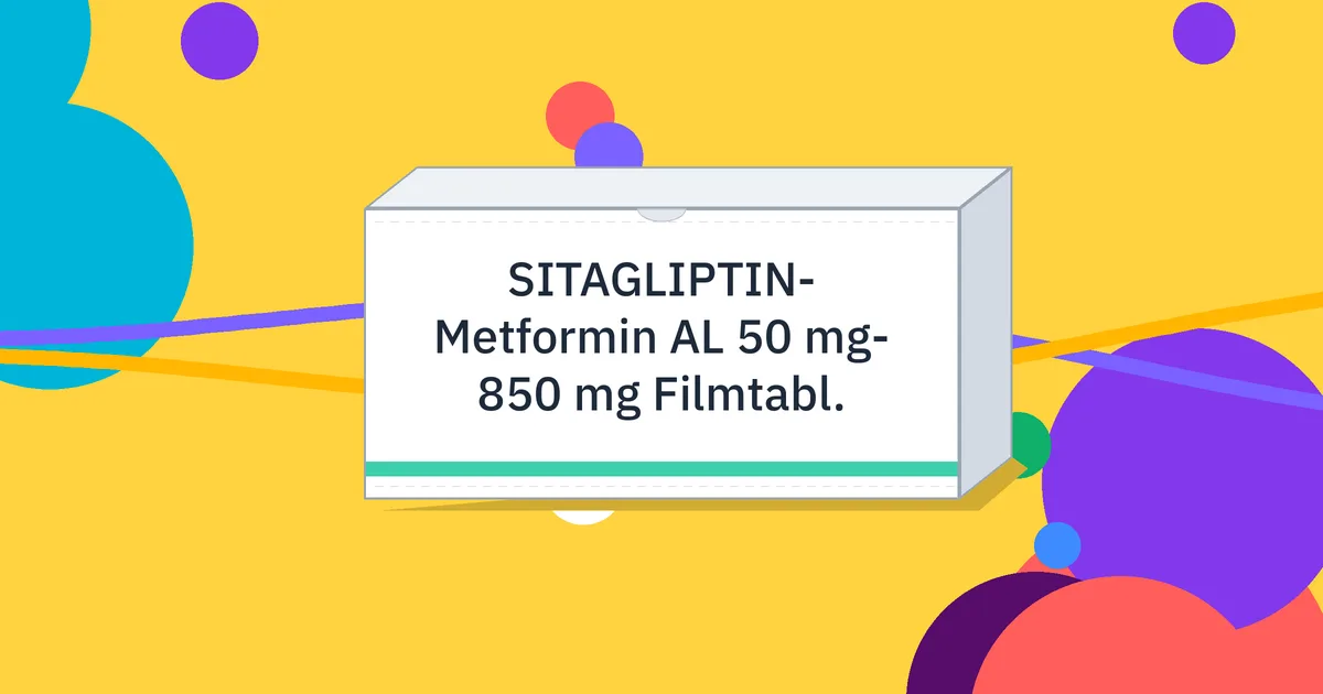 Symbolbild: Packung mit der Aufschrift SITAGLIPTIN-Metformin AL 50 mg-850 mg Filmtabl. (PZN 17916789) – Verfügbarkeit und Bezug in Apotheken in Frankfurt am Main